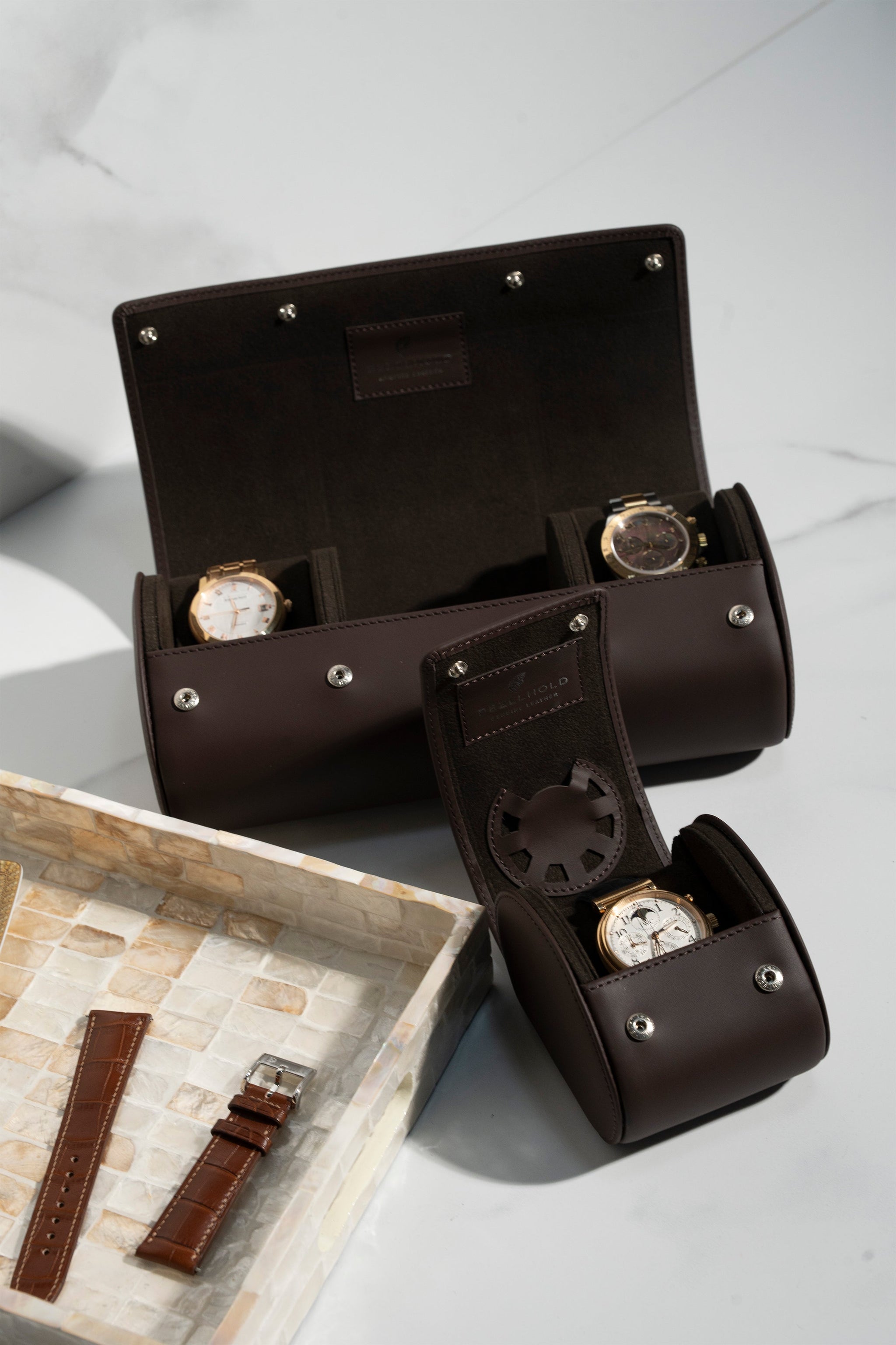 Handcrafted Leather & Microfiber Watch Rolls for 3 Watches | BezelHold